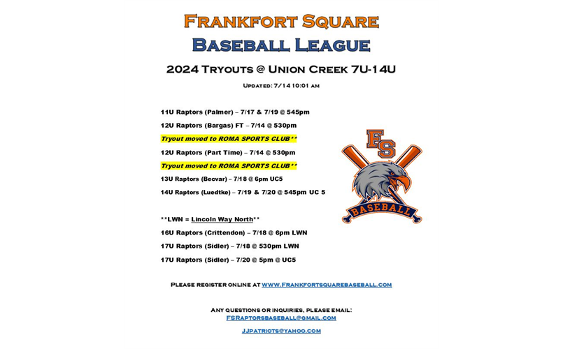 Frankfort Square Baseball League > Home