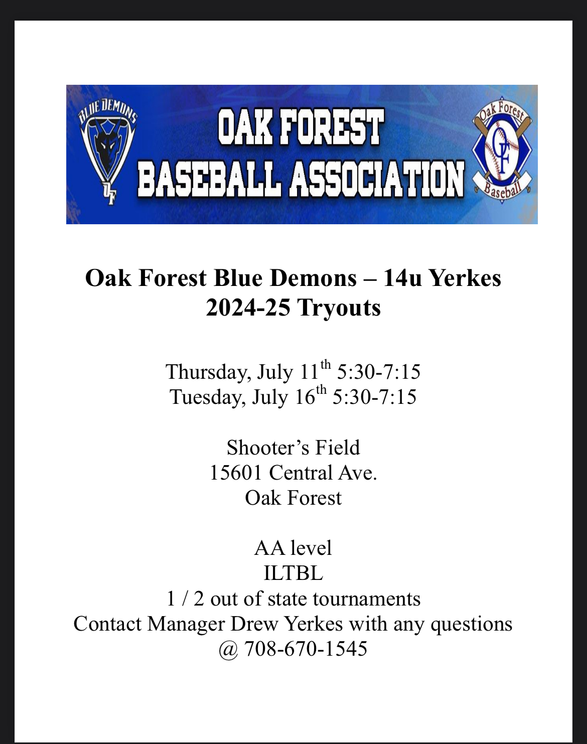 Oak Forest Baseball Association > Home
